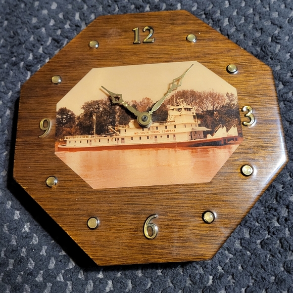 Vintage | Wall Decor | Vintage Tugboat Decoupage On Wood Wall Clock 97s ...